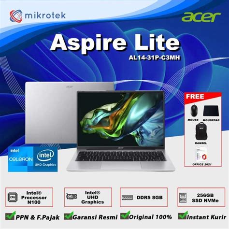 Promo Acer Aspire Lite Celeron N Gb Ssd Ohs W Al P C Mh Diskon Di Seller