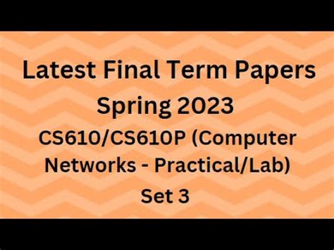 CS610 And CS610P Computer Networks Practical Lab Final Term Paper