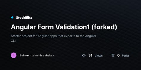 Angular Form Validation1 Forked Stackblitz