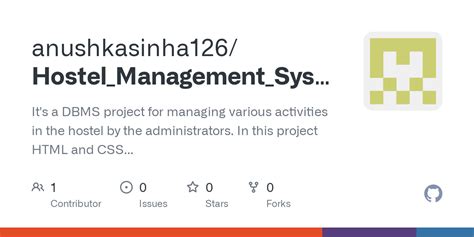 Github Anushkasinha126hostelmanagementsystem Its A Dbms Project For Managing Various