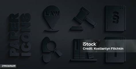 Office 폴더 법률 책 발자국 성경 판사 망치 및 위치 법률 아이콘을 설정합니다 벡터 3차원 형태에 대한 스톡 벡터 아트 및 기타 이미지 Istock