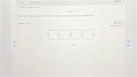 Solved Previ Question 1 Of 5 Step 1 Of 2 Consider The