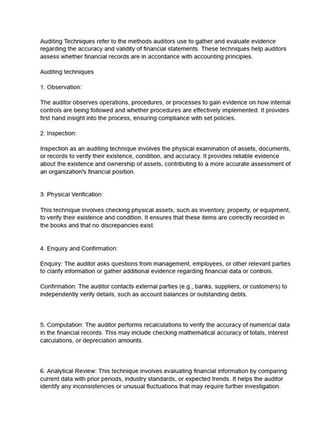 Auditing Techniques Pdf