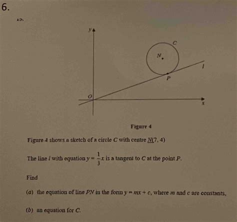 Solved Figure 4 Figure 4 Shows A Sketch Of A Circle C With Centre N 7 4 The Line With