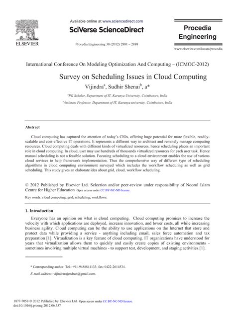 pdf survey on scheduling issues in cloud computing