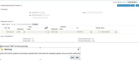 Error During Subinventory Transfer — Cloud Customer Connect