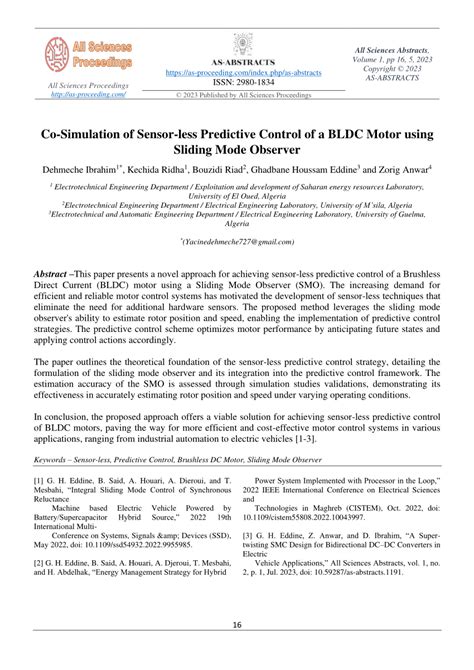 pdf co simulation of sensor less predictive control of a bldc motor