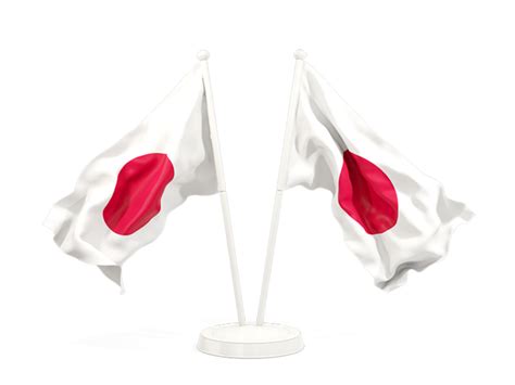 Two Waving Flags Illustration Of Flag Of Japan