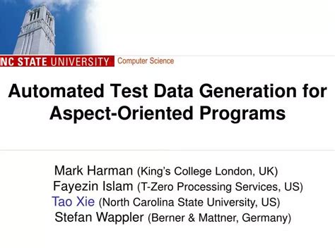 Ppt Automated Test Data Generation For Aspect Oriented Programs