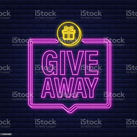 소셜 미디어 콘테스트 및 특별 제안을위한 경품 배너 네온 아이콘 벡터 스톡 일러스트레이션입니다 가능성에 대한 스톡 벡터 아트 및 기타 이미지 Istock