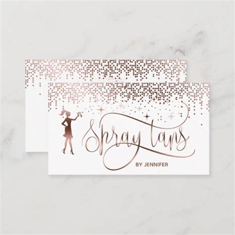 Spray Tans Script Rose Gold Glitter Confetti Business Card Zazzle