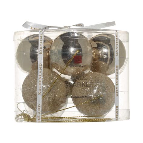 Набор елочных игрушек 4 см 8 шт стекло золотистый Шар Ball Sparkle — купить в интернет