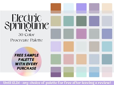 Electric Springtime Procreate Color Palette Instant Download Digital Procreate Swatches