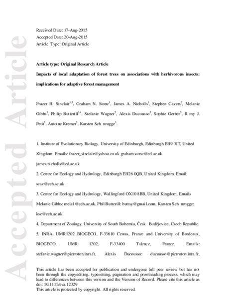 Pdf Impacts Of Local Adaptation Of Forest Trees On Associations With Herbivorous Insects