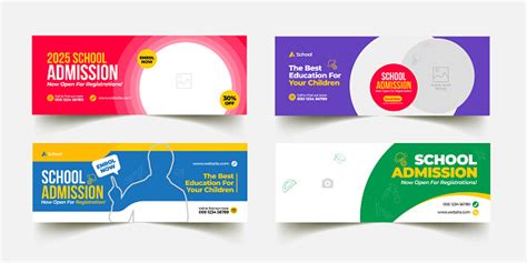 어린이 학교 교육 소셜 미디어 타임 라인 커버 및 입학 학교 배너 디자인으로 돌아 가기 Brand Name Online Messaging Platform에 대한 스톡 벡터