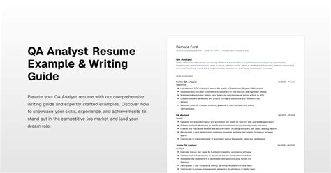 Qa Analyst Resume Example And Writing Guide