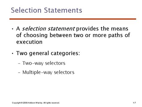 Chapter 8 Statementlevel Control Structures Chapter 8 Topics