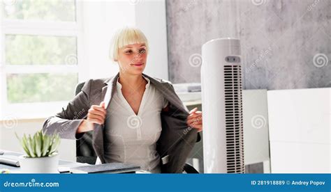 Electric Ventilator Fan Stock Image Image Of Female 281918889