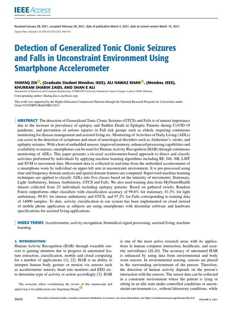 Detection Of Generalized Tonic Clonic Seizures And Falls In Unconstraint Environment Using