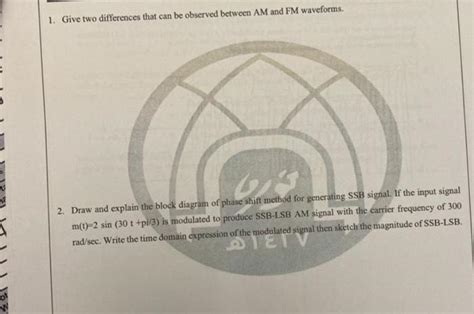 1 Shown Below Is The Dsb Tc Am Waveform Generated