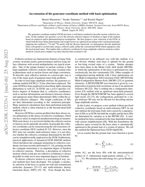 Pdf An Extension Of The Generator Coordinate Method With Basis Optimization