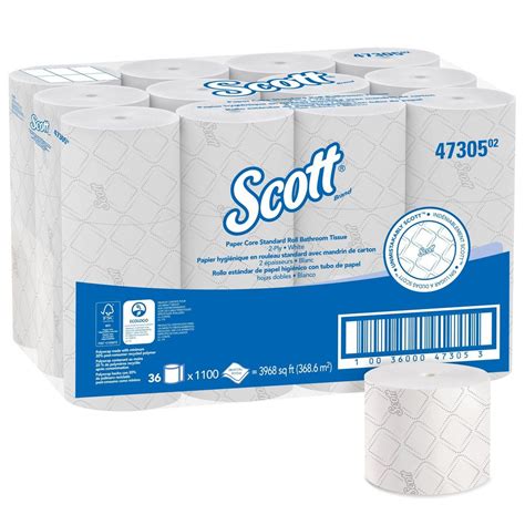 Scott Pro Paper 2 Ply Core Standard Roll Toilet Paper 1100 Count 36