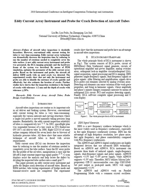 Eddy Current Array Instrument And Probe For Crack Detection Of Aircraft Tubes Pdf