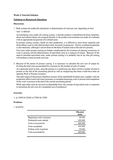 Week 6 Tutorial Solution Week 6 Tutorial Solution Solutions To