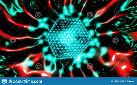Accelerating Cube In Colorful Sci Fi Tunnel Vj Loop Abstract Template