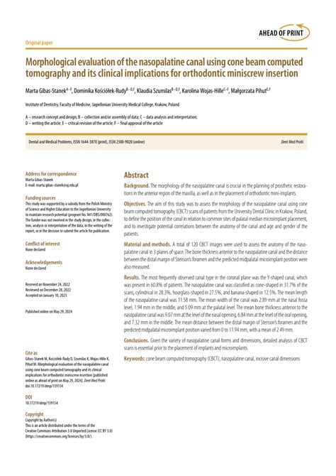 Pdf Morphological Evaluation Of The Nasopalatine Canal Using Cone Beam Computed Tomography And