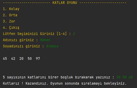 8python Ile Matematik Katlar Oyunu Sendekodla