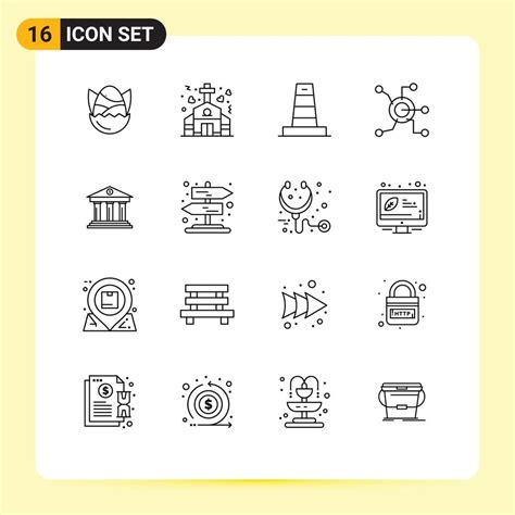 16 Universal Outline Signs Symbols Of Connect Worldwide Wedding Network Under Editable Vector