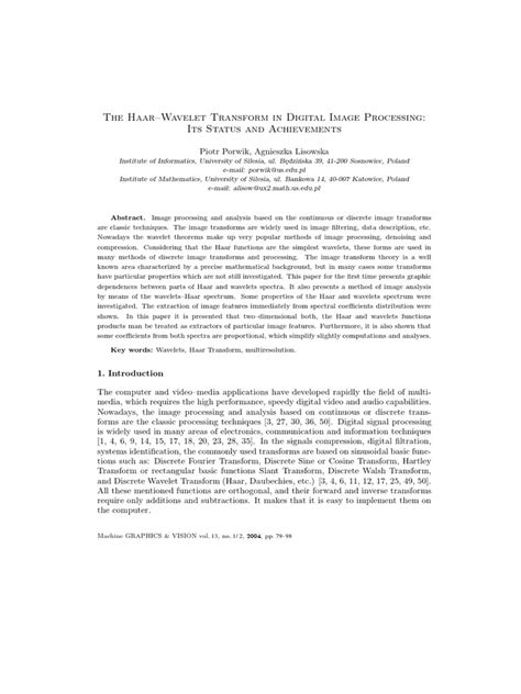 The Haar Wavelet Transform In Digital Im Pdf Wavelet Matrix Mathematics