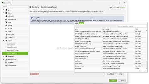 Custom Javascript Screaming Frog