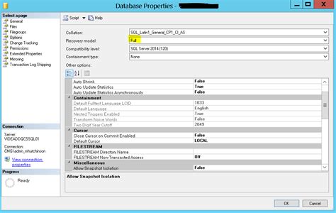 Database Database Is Not In Full Recovery Mode On Each Of The Server Instances The Full