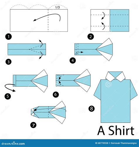 step by step instructions how to make origami a shirt stock illustration image 68770558