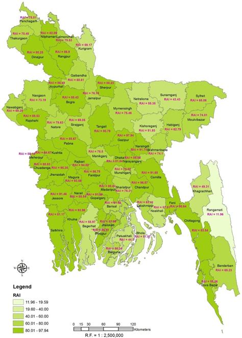 Bangladesh Rural Accessibility Index Rai Mapping Source Map Prepared