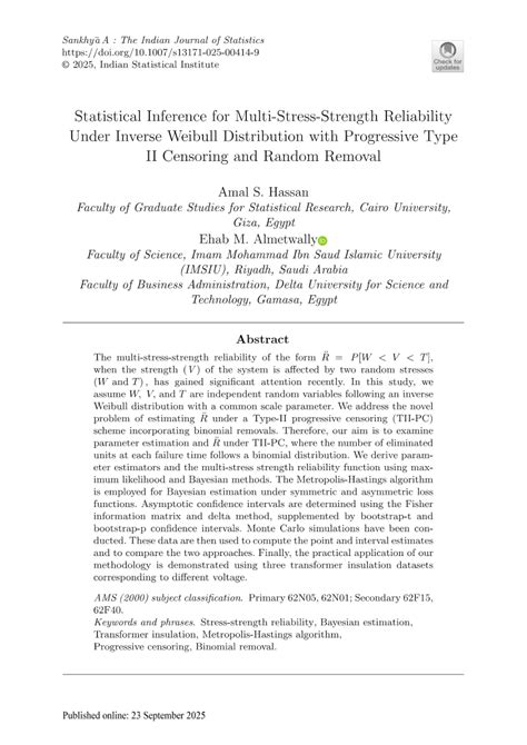 Pdf Statistical Inference For Multi Stress Strength Reliability Under Inverse Weibull