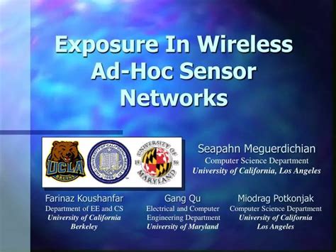 Ppt Exposure In Wireless Ad Hoc Sensor Networks Powerpoint