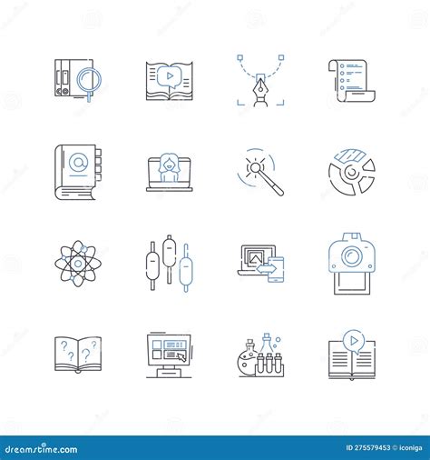 Literary Analysis Line Icons Collection Symbolism Metaphor Imagery