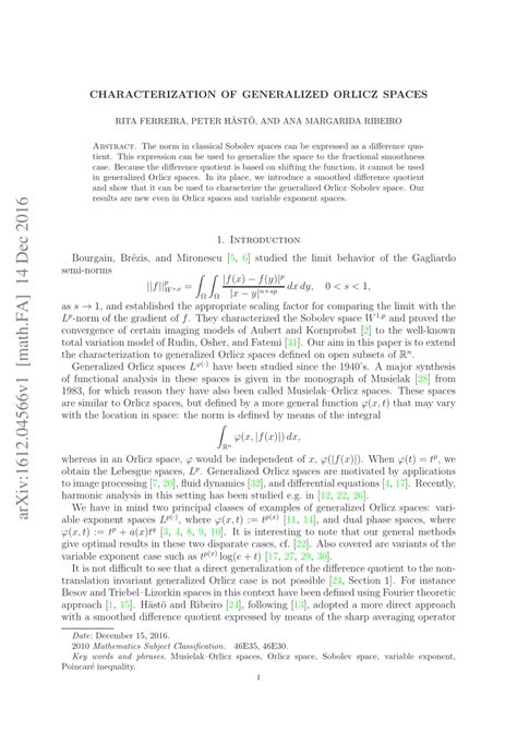 Pdf Characterization Of Generalized Orlicz Spaces