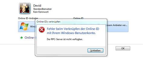 Rpc Server Error When Trying To Link Windows Live Id Super User