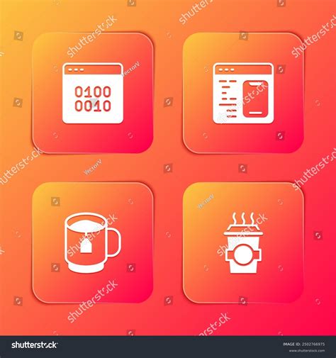 Set Binary Code Software Cup Tea Stock Vector Royalty Free 2502766975 Shutterstock