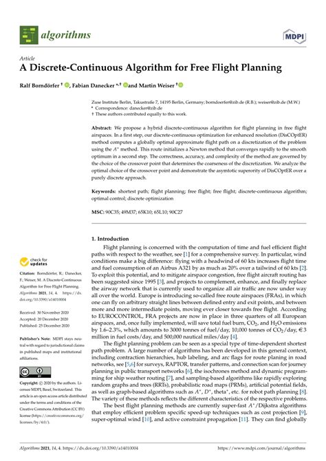 Pdf A Discrete Continuous Algorithm For Free Flight Planning