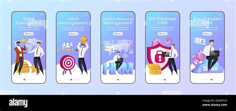 Crm Options And Types Onboarding Mobile App Screen Flat Vector Template Sales Intelligence