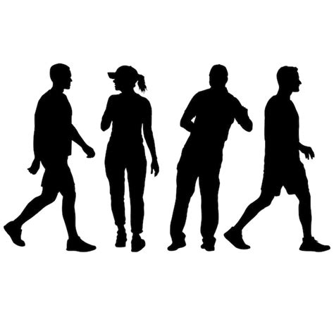 Силуэт группы людей стоящих на белом фоне Премиум векторы