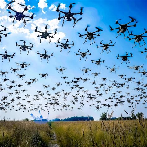 Large Number Of Flying Objects In The Sky Above Field Of Tall Grass Large Number Of Flying Objects In The Sky Above Field Of Tall Grass