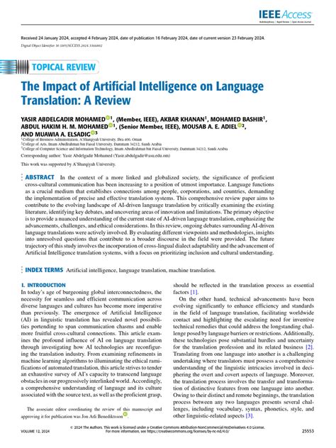 The Impact Of Artificial Intelligence On Language Translation A Review