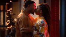 Cute Black Couple Kiss