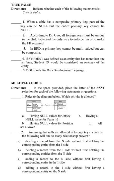 Solved True False Directions Indicate Whether Each Of The